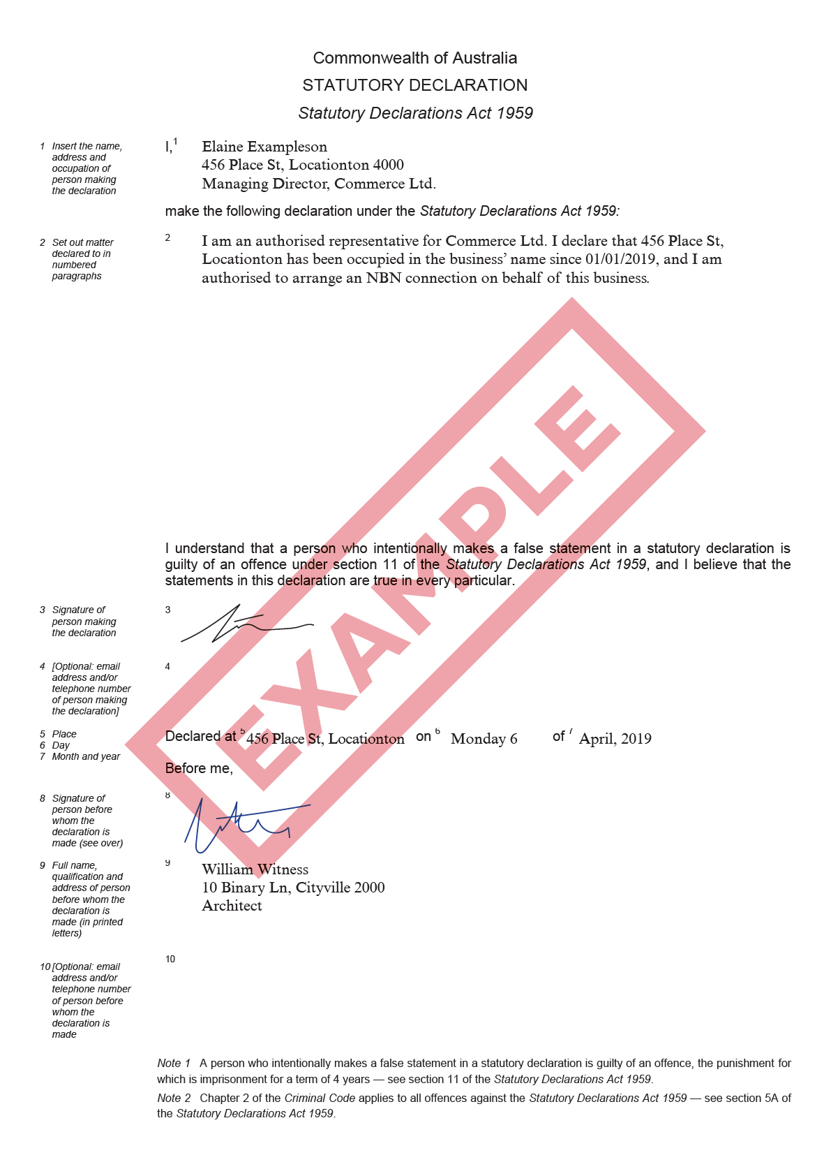 Statutory Declaration Internode